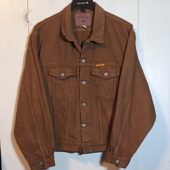 Edwin | Jackets & Coats | Vintage Edwin Montana Brown Denim Jacket Mens ...